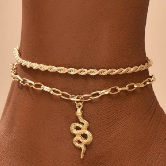 Jewelry | Twisted Rope Chain Multilayer With Snake Pendant Anklet ...